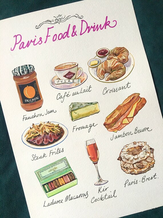Paris Food & Drink Print | Etsy