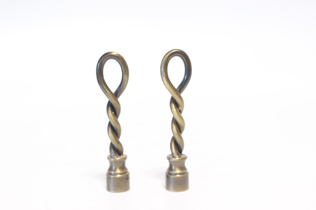 Pair of Twisted Brass Lamp Finials Small Threads 3 Tall in A Condition ...