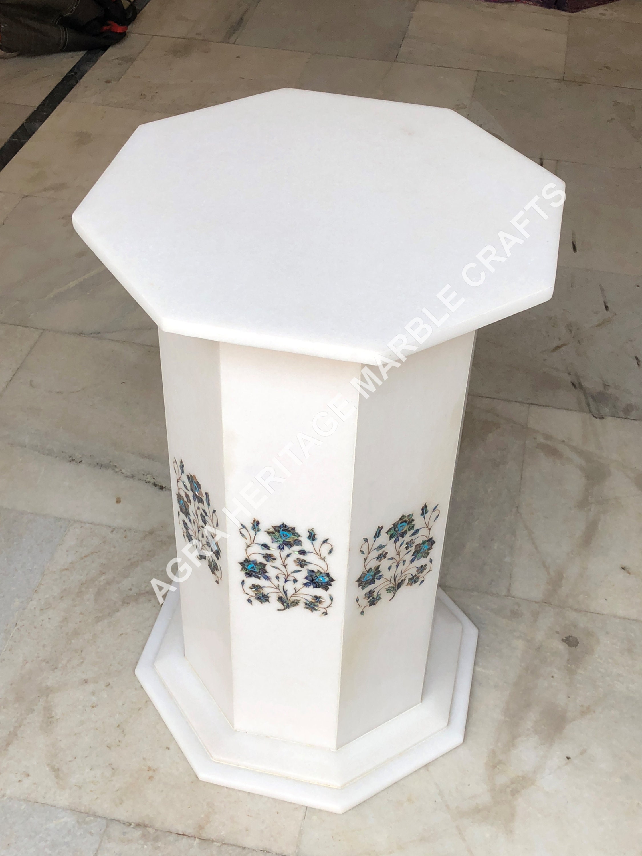 White Marble Dining Table Top Paua Shell Turquoise Inlay | Etsy