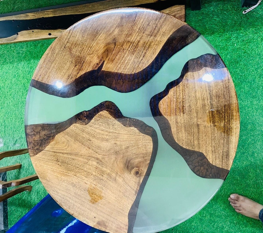 Epoxy Table Epoxy Resin Table Green Epoxy Coffee Table Live Edge Table ...