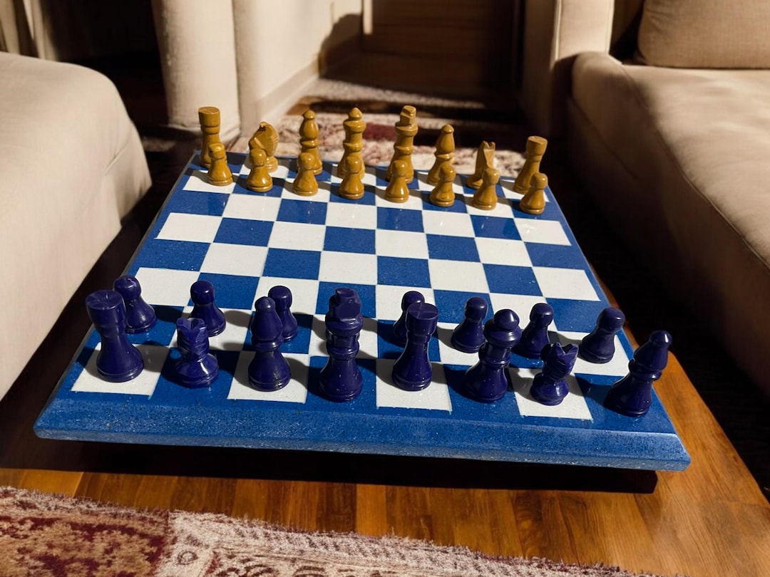 15x15 Marble Chess Board Table Top With Pieces Unique Adult Gaming ...