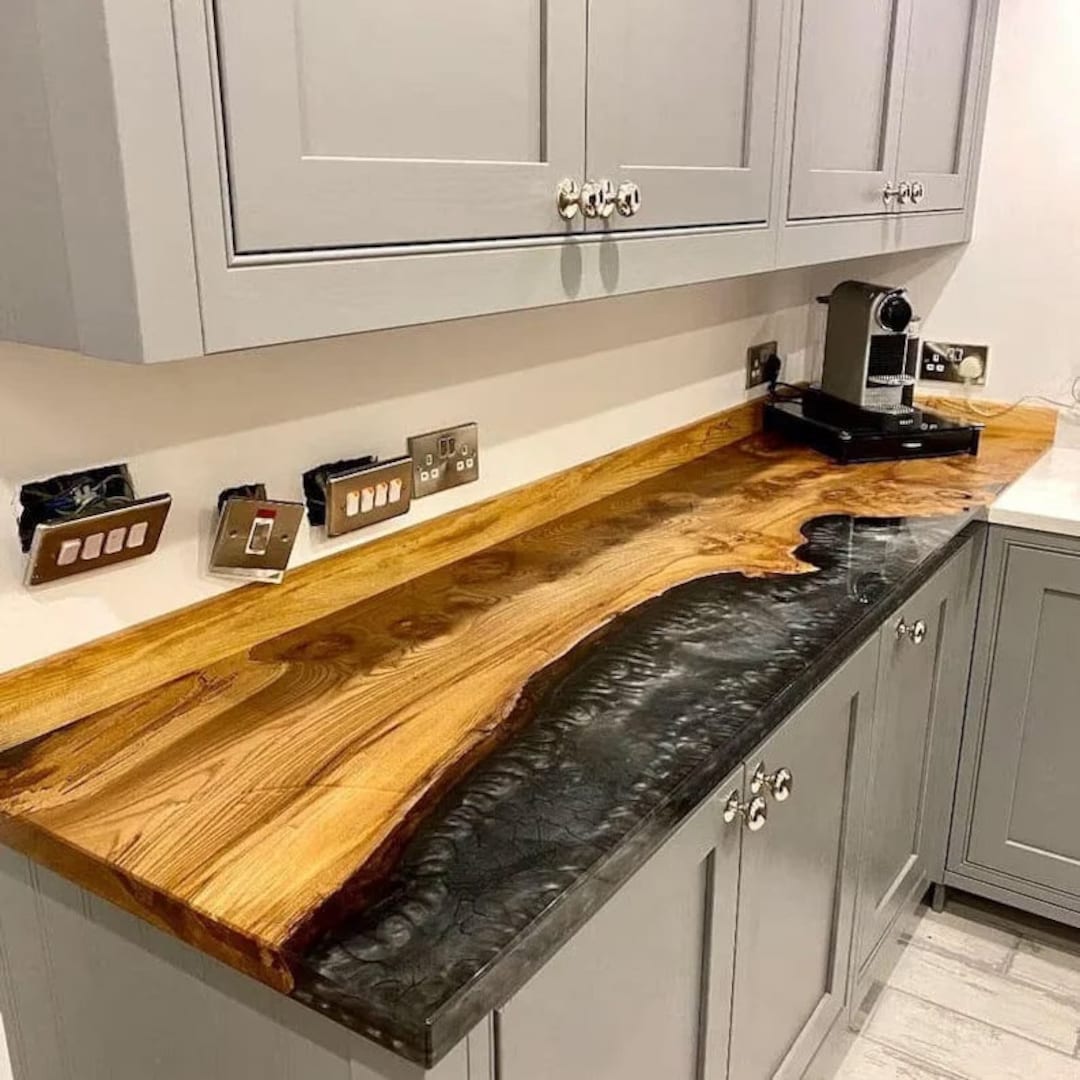 Epoxy Resin Kitchen Island Countertop Slab, Handmade Wood Table - Etsy