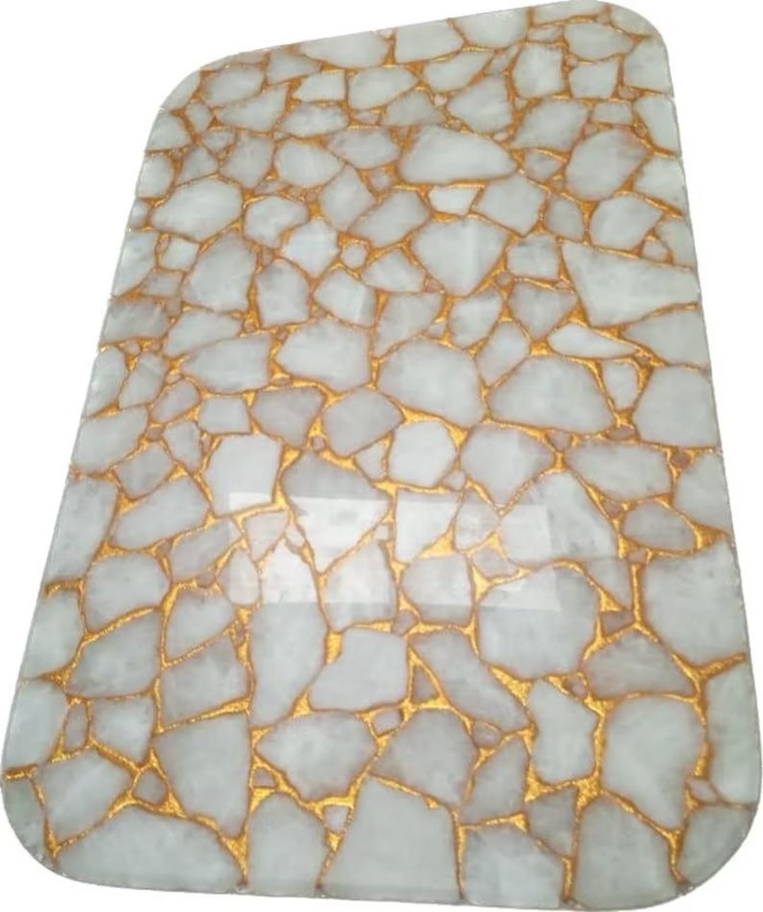 White Salt Agate Stone Table Top, Handmade Furniture, Agate Countertop ...