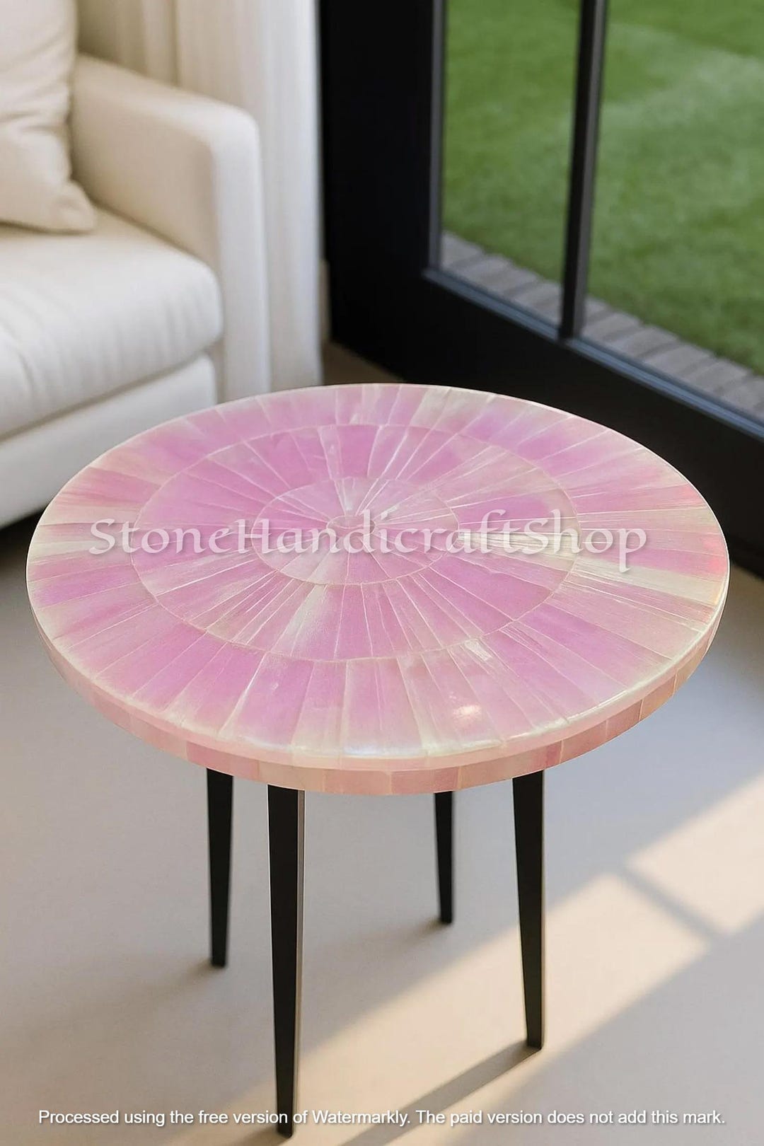 Pink Selenite Coffee Table: Modern Healing Crystal Accent Furniture - Etsy