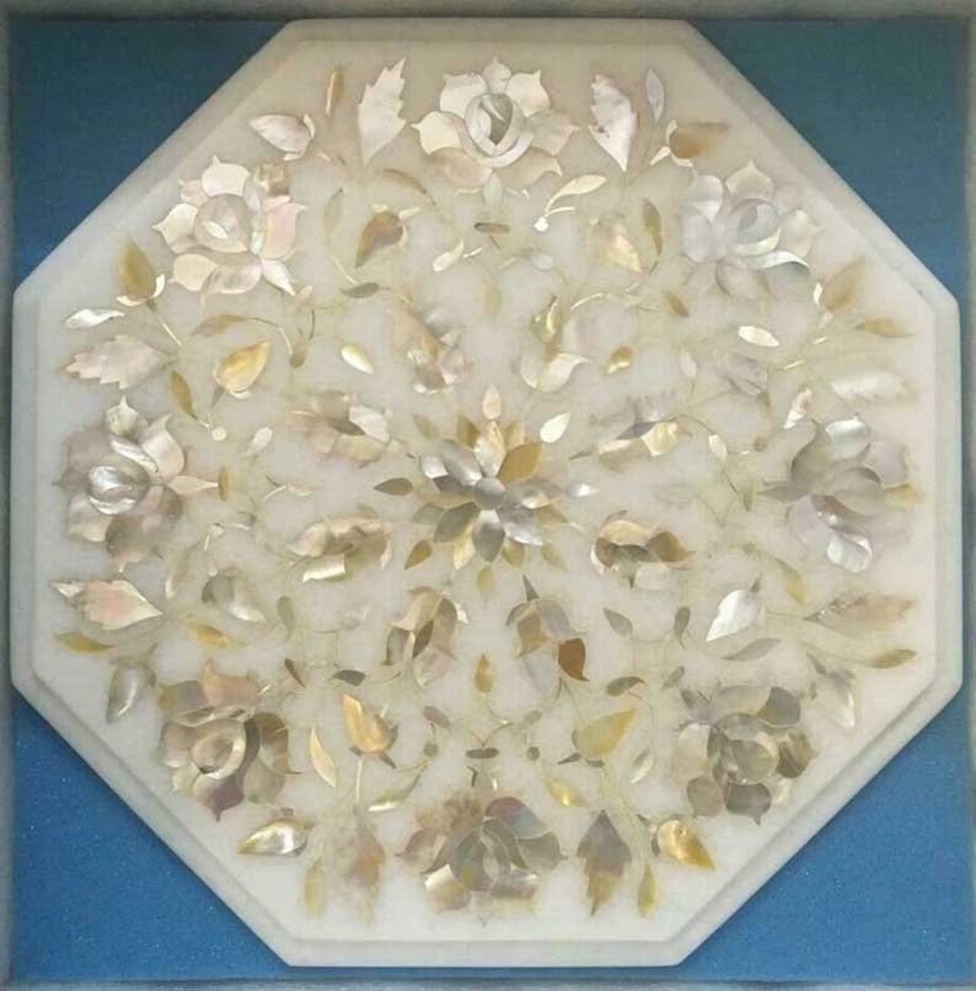 12" Inch White Marble Mop Stone Coffee Table Inlay Floral Art for Your ...