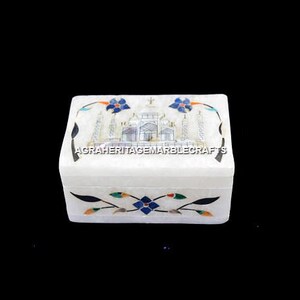 Marble Jewelry Trinket Box Lapis Lazuli Turquoise Inlay Stone - Etsy