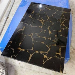 Black Obsidian Dining Table Rectangle Shape Countertop Kitchen Slab ...