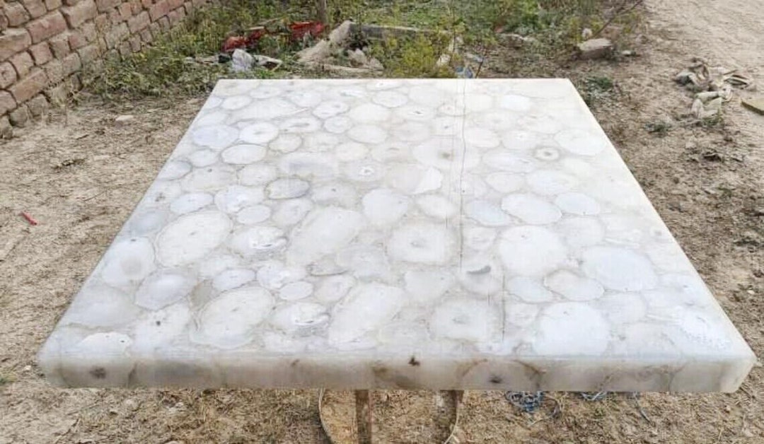 White Agate Coffee Table Square Agate Table Top, Hallway Dine Table ...