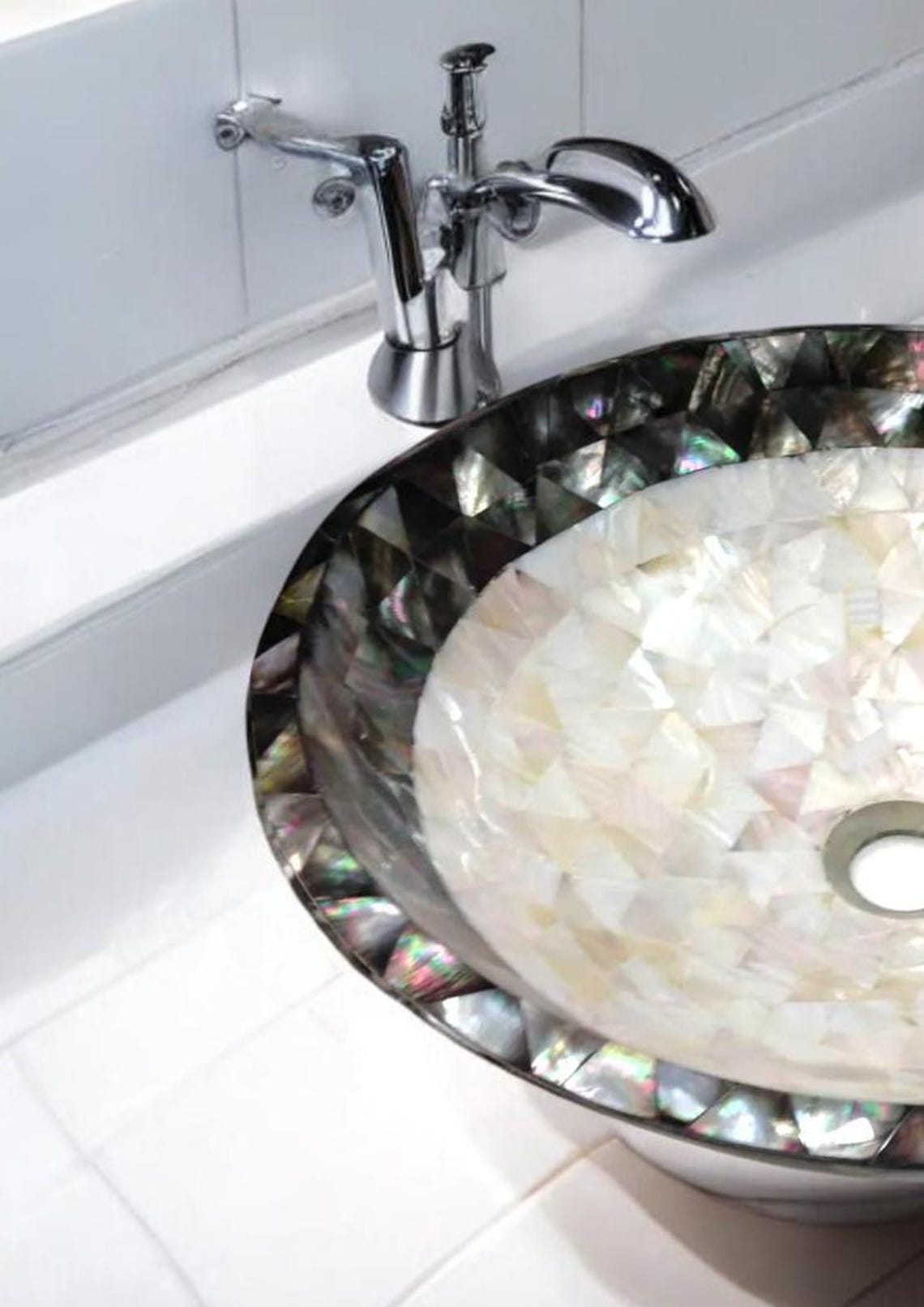 Handmade Mother of Pearl & Abalone Shell Wash Basin: Luxurious Bathroom ...