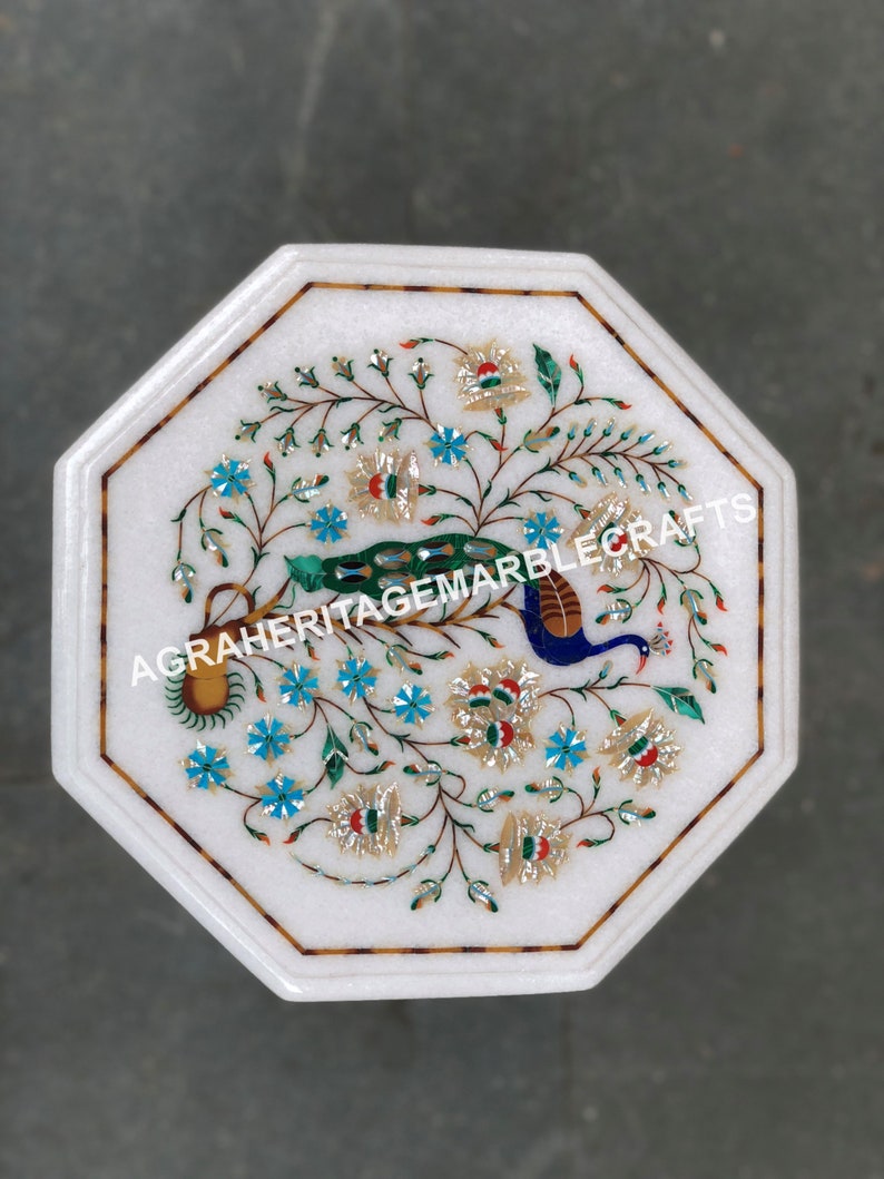 Marble Coffee Inlaid Table Top Peacock Lapis Lazuli Pietra - Etsy