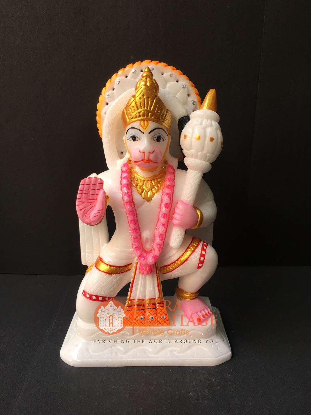 9" Marvelous Handmade Hanuman Ji Sculpture Decorative Hand-painted ...