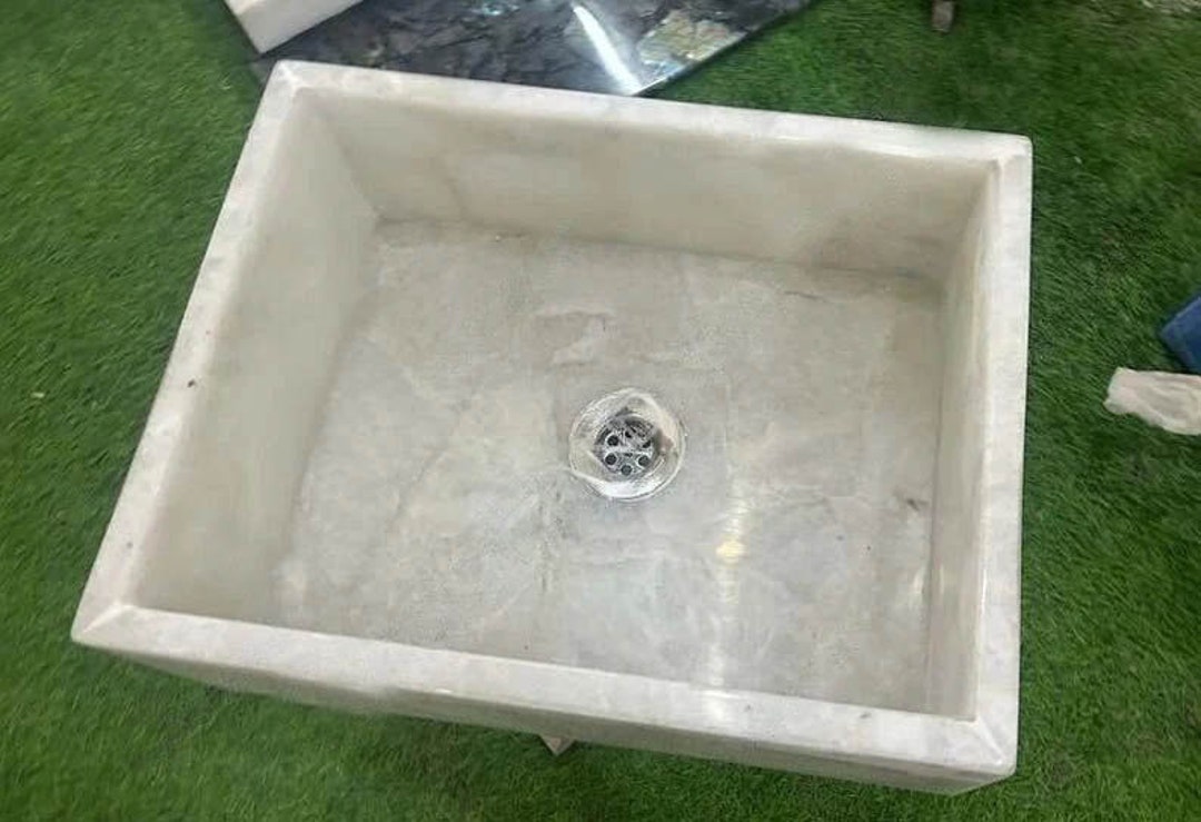 White Quartz Stones Counter Wash Basin Sink Natural Agate Bathroom ...