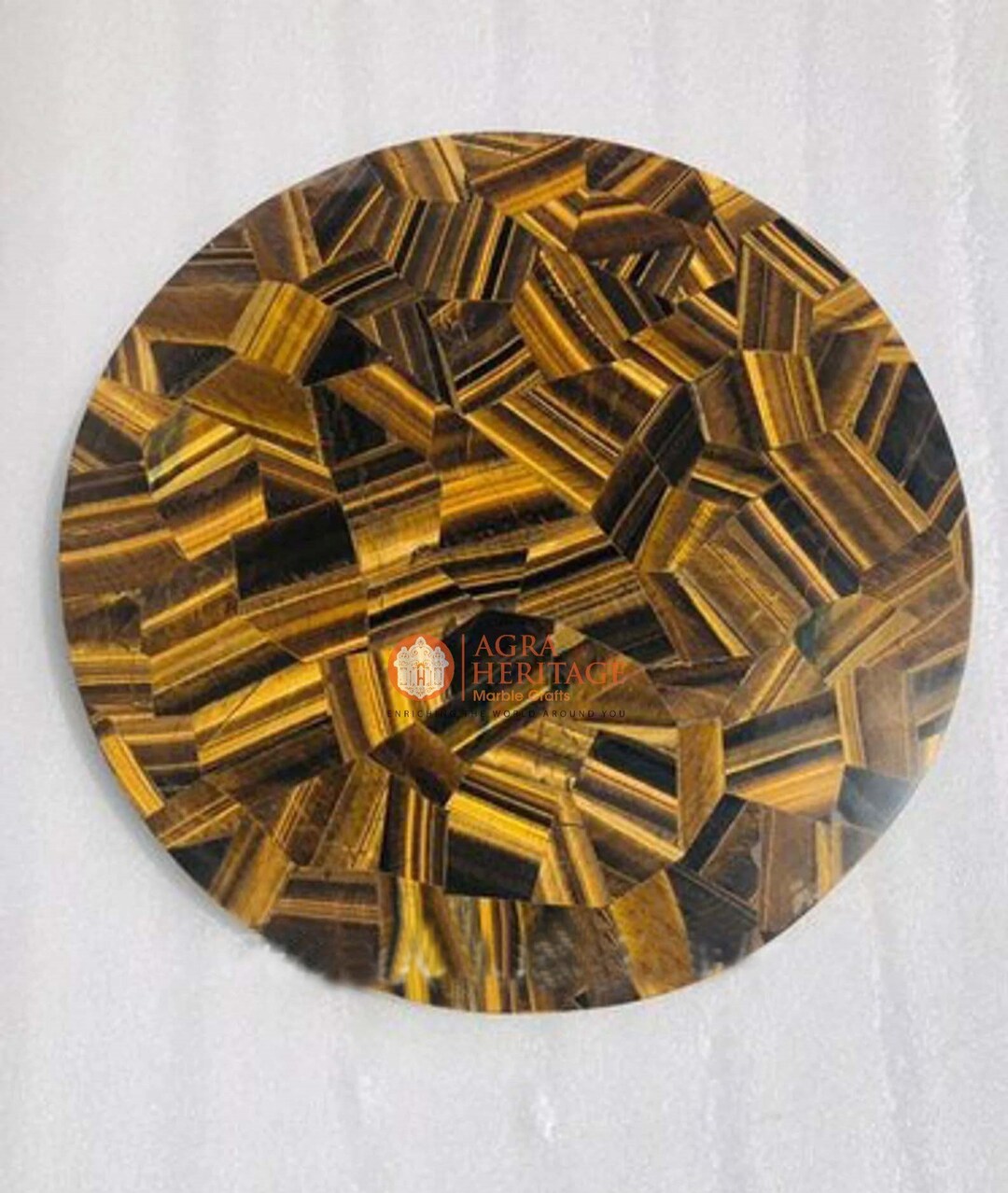 Tiger Eye Sunburst Table Top: Gemstone Inlaid Coffee Table - Etsy