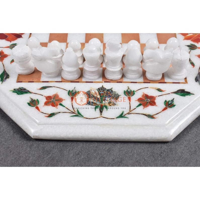 Marble 12x12 Inlay Chess Coffee Table Top - Etsy