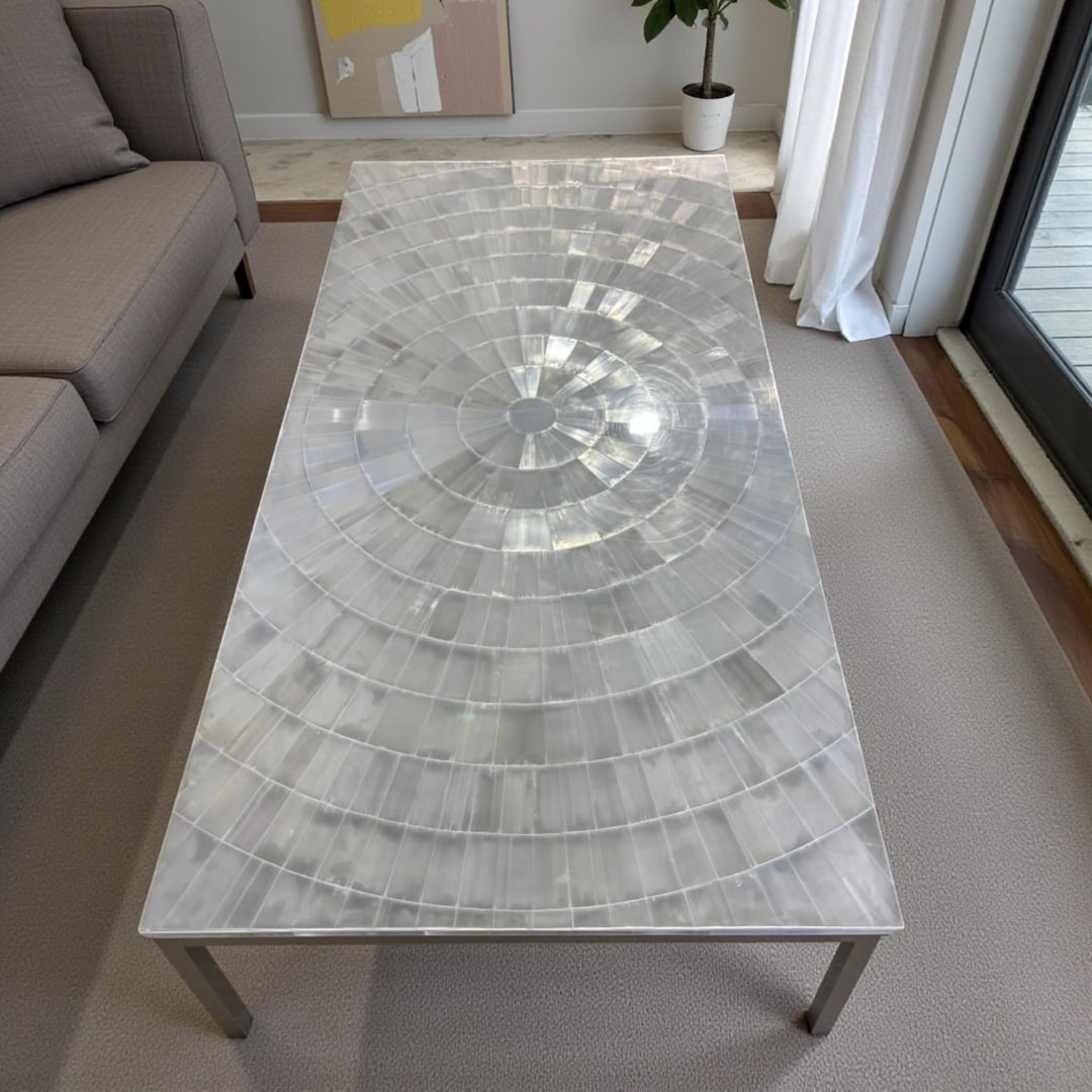 Handmade Selenite Stone Table Top : Sunburst Dining Table Furniture ...