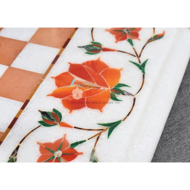 Marble 12x12 Inlay Chess Coffee Table Top | Etsy