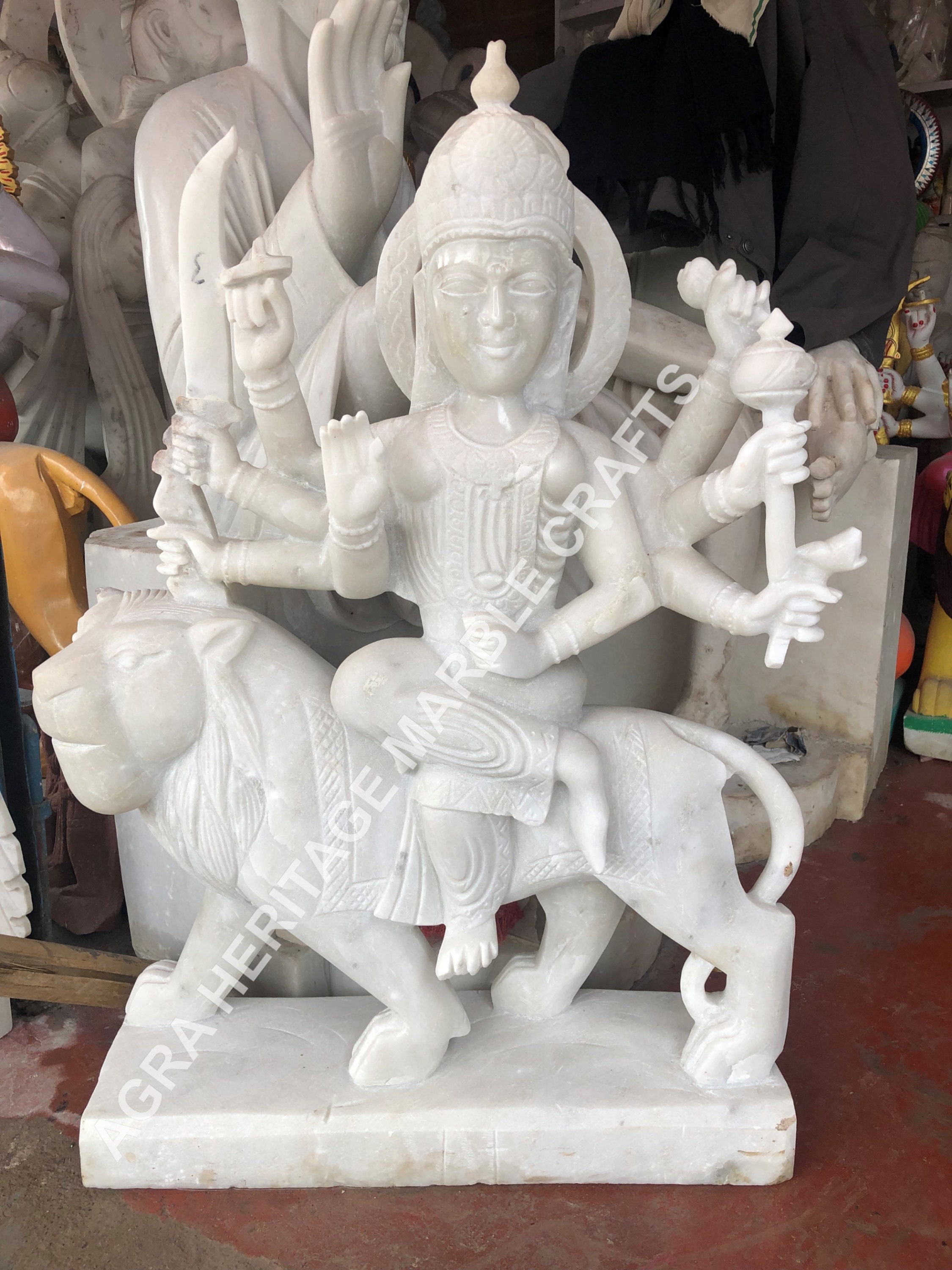 White Handmade Marble Goddess Idol Mata Rani Murti Durga Maa - Etsy