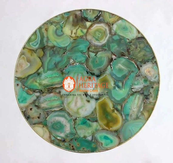 Bedside Table Green Agate Stone Coffee Table Agate Table - Etsy