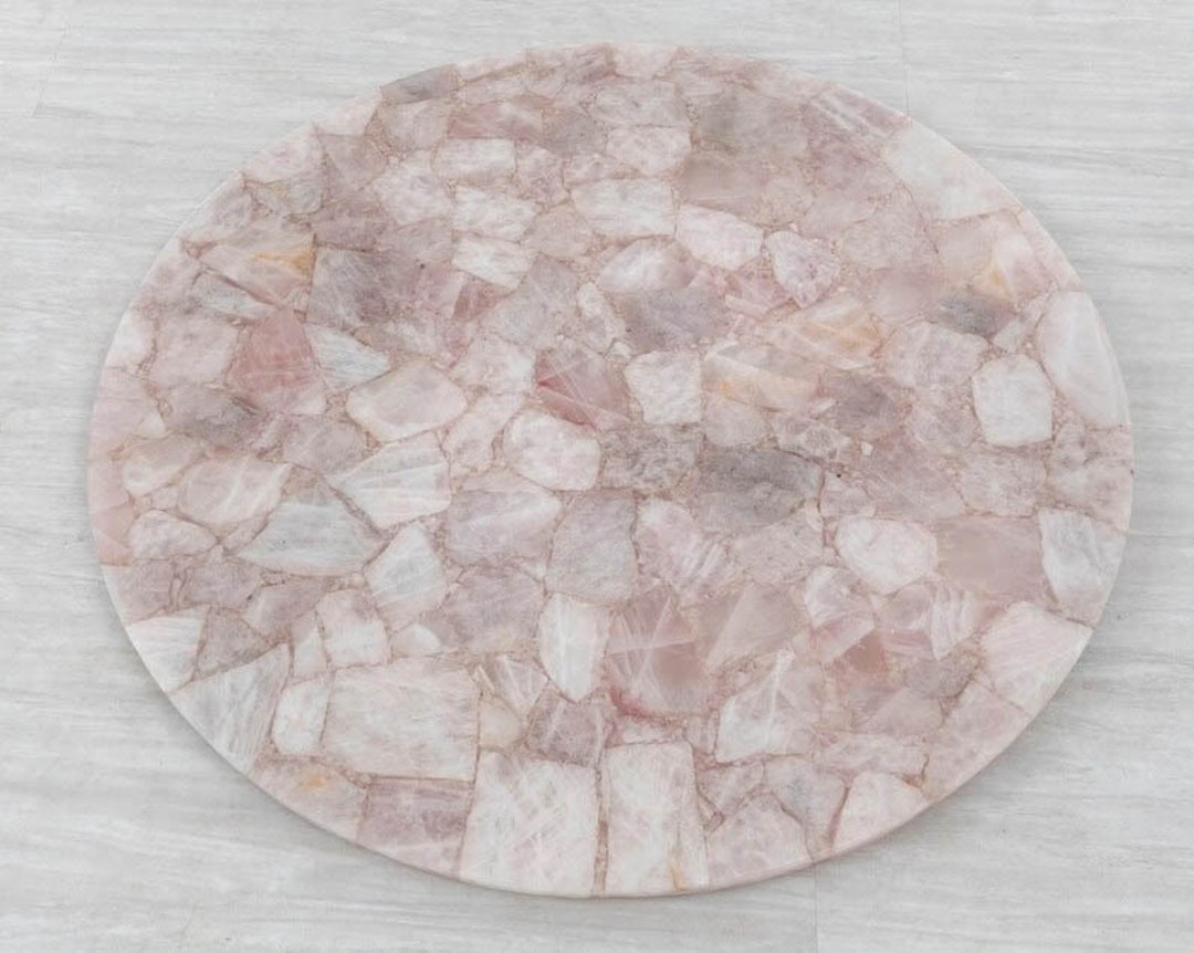 Handmade Rose Quartz Round Table Top: Agate Crystal Countertop - Etsy