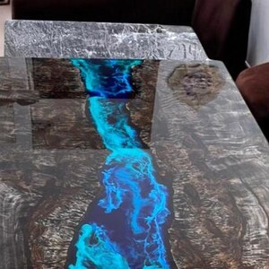 Blue Epoxy River Table Top: Natural Wood Kitchen Counter Slab - Etsy