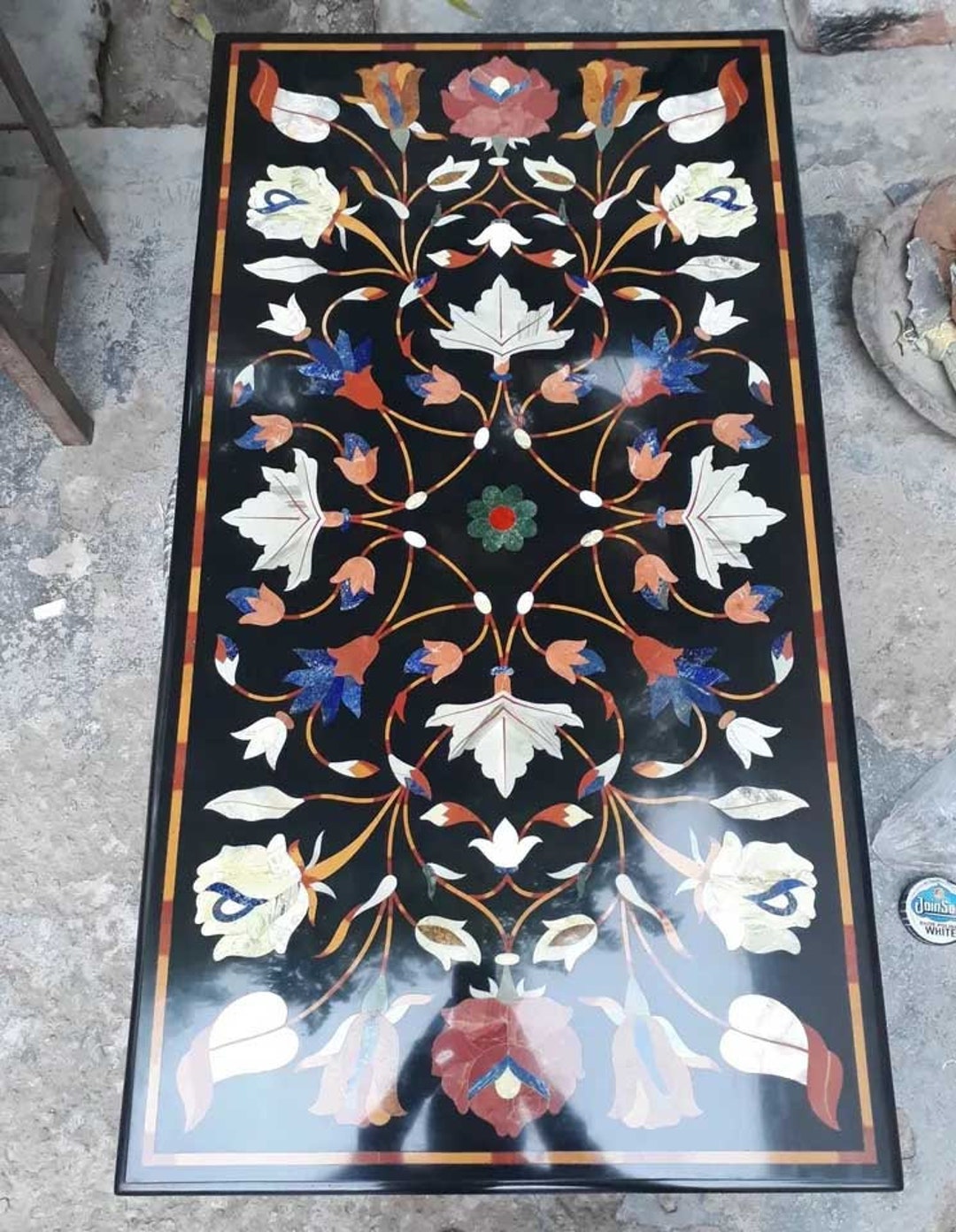48"x24" Rectangle Shape Black Marble Table Top Sofa Center Handmade ...