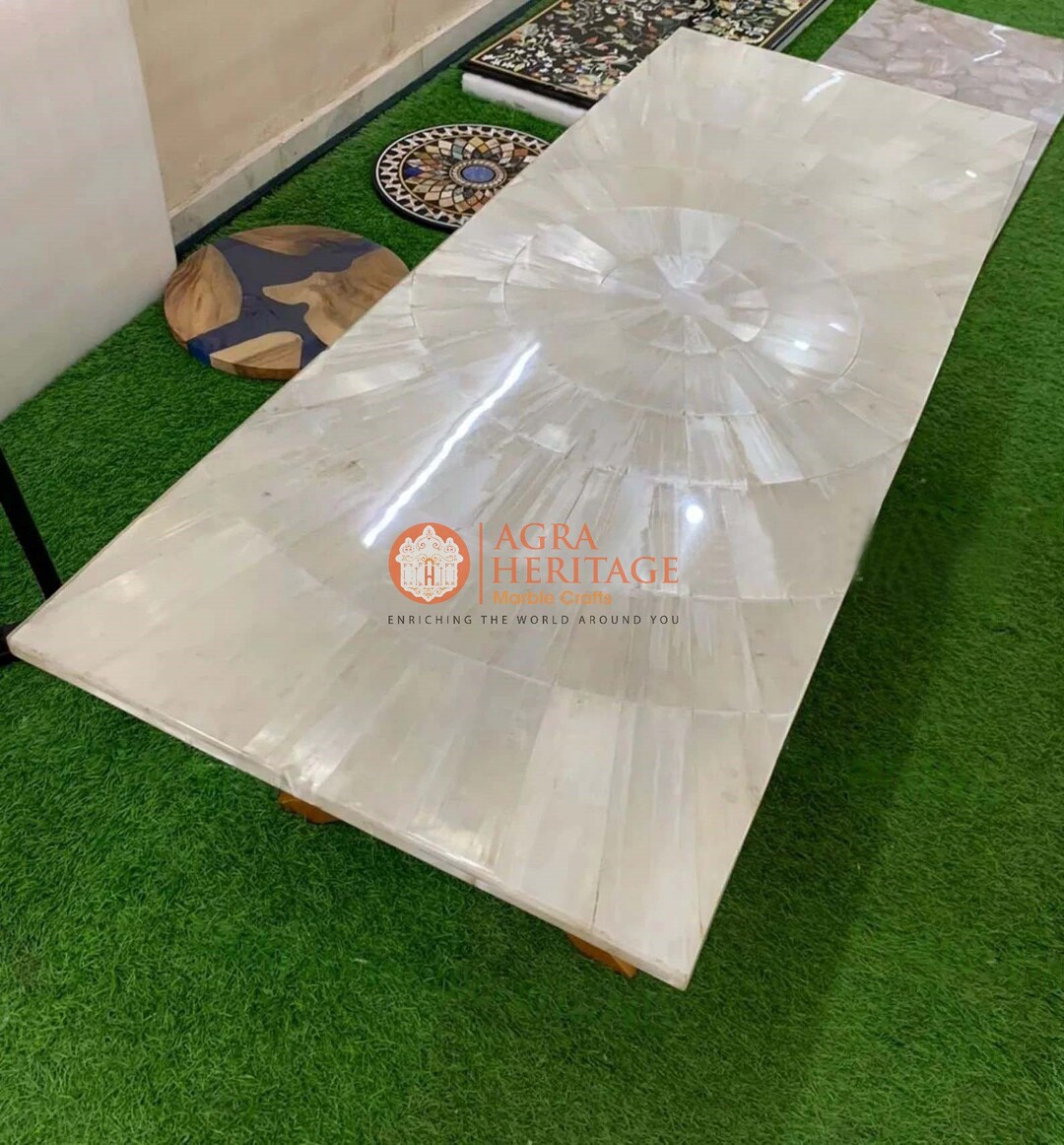 Selenite Table Top Modern Table Tops Stone Dining Table - Etsy