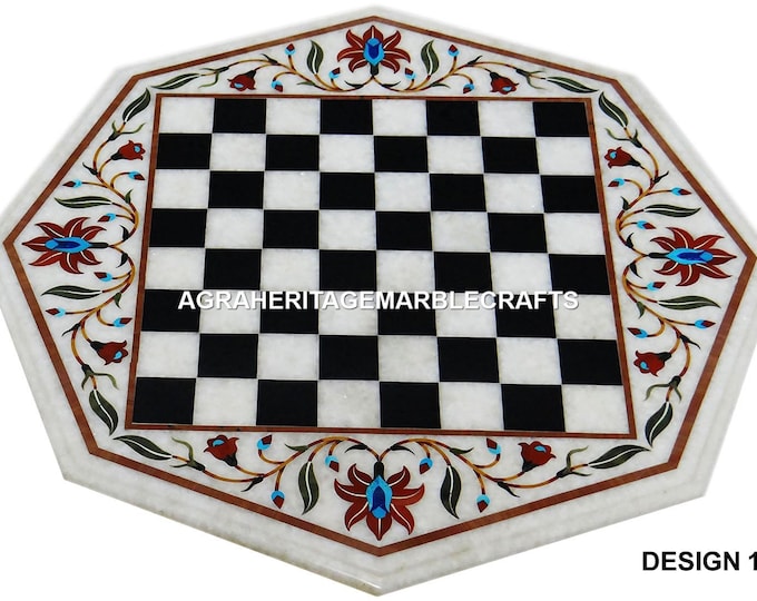 Marble White 18 Chess Coffee Table Top Carnelian Lapis - Etsy