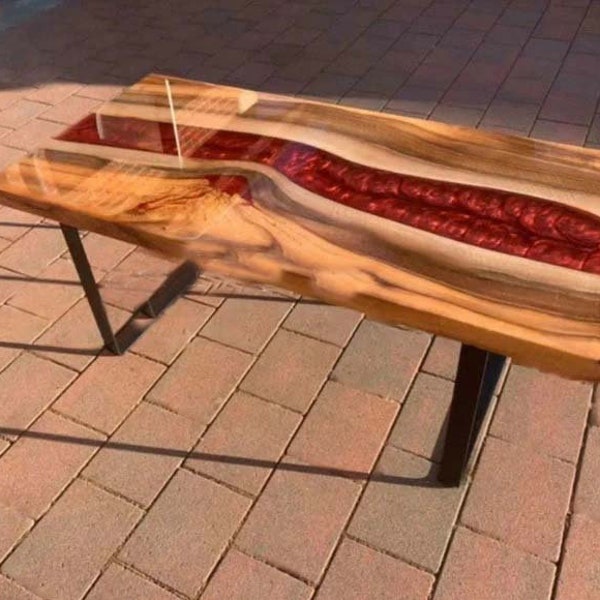 Red Epoxy Table - Etsy