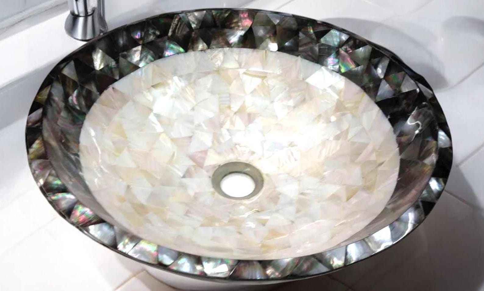 Handmade Mother of Pearl & Abalone Shell Wash Basin: Luxurious Bathroom ...
