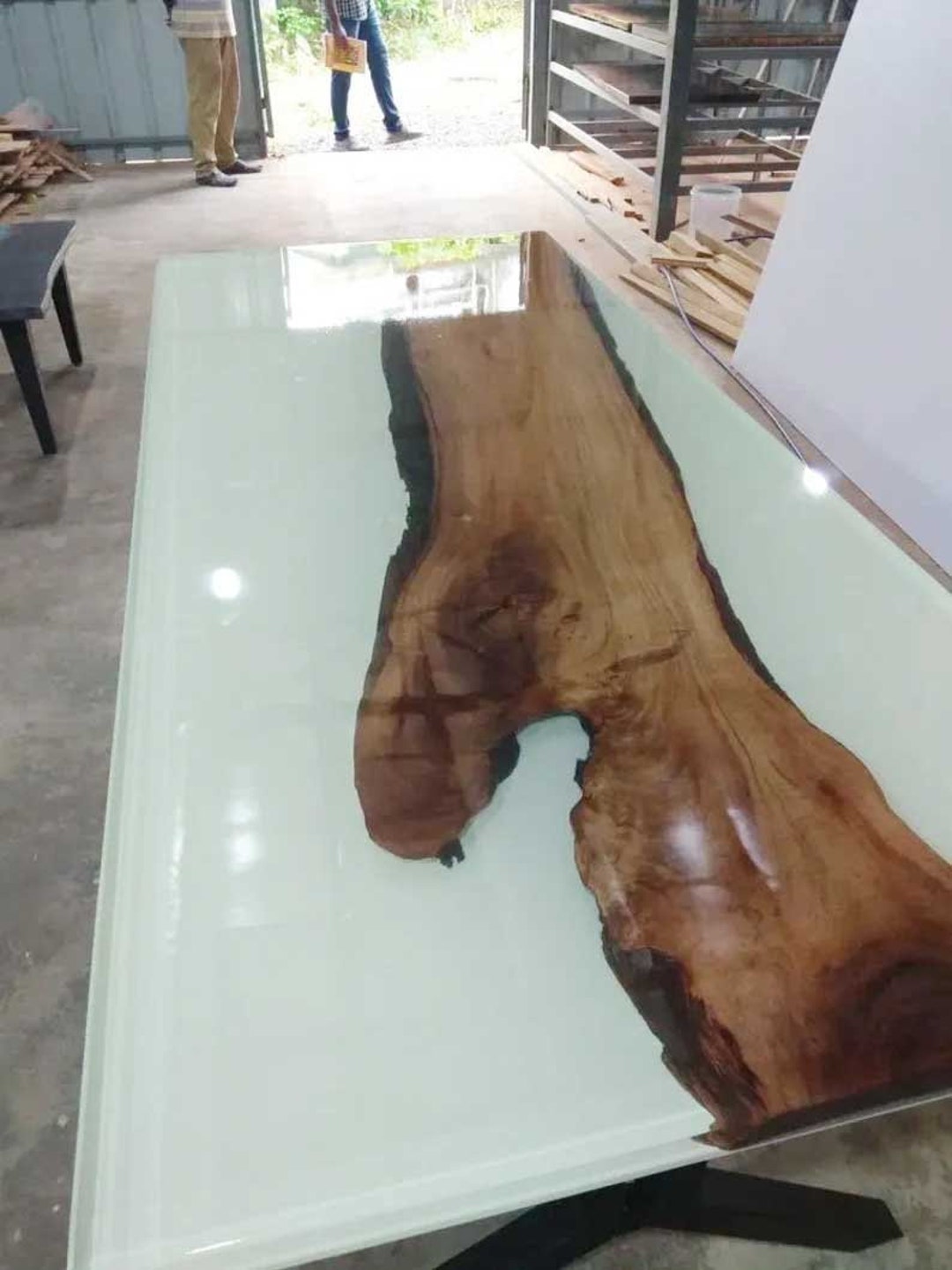 White Epoxy Table Top, Center Table, Dining Table, Wooden Table ...