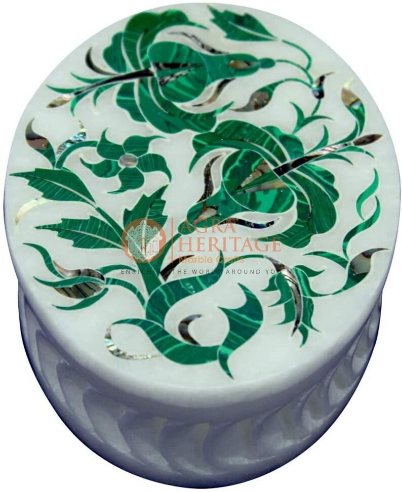 Handmade Marvelous Jewelry Personalize Box Malachite Inlay Floral ...