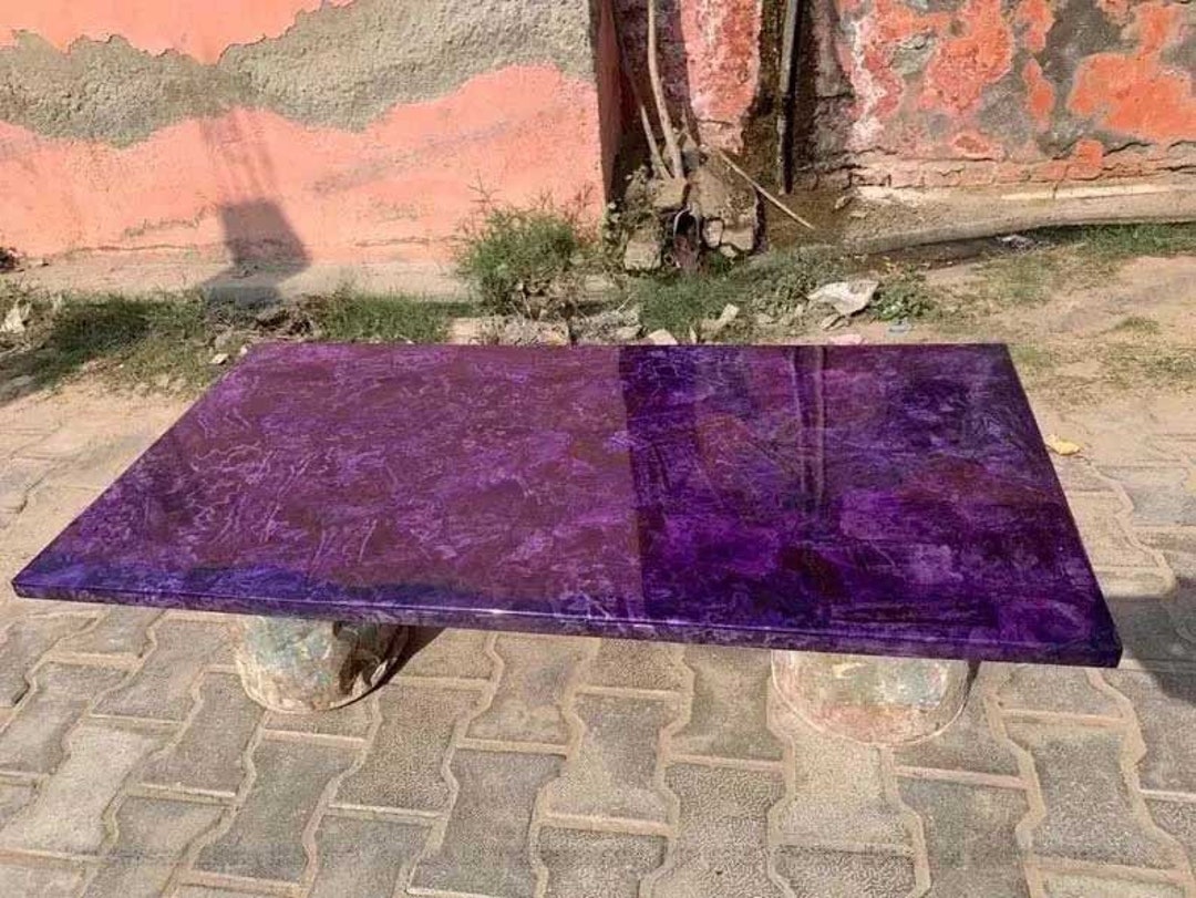 Amethyst Stone Dining Table Top Purple Gemstone Kitchen Slab Office ...