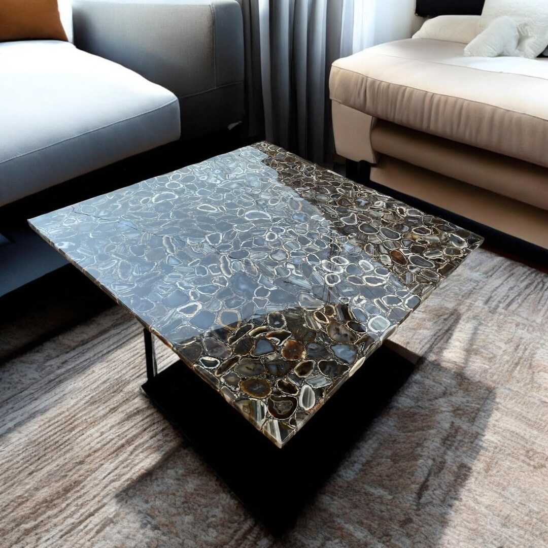 Square Agate Stone Center Table, Coffee Table, Bedside Table, Mid ...