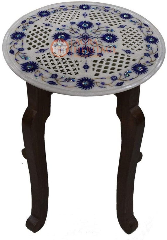 12x12 Marble White Round Top Side Table 15 | Etsy