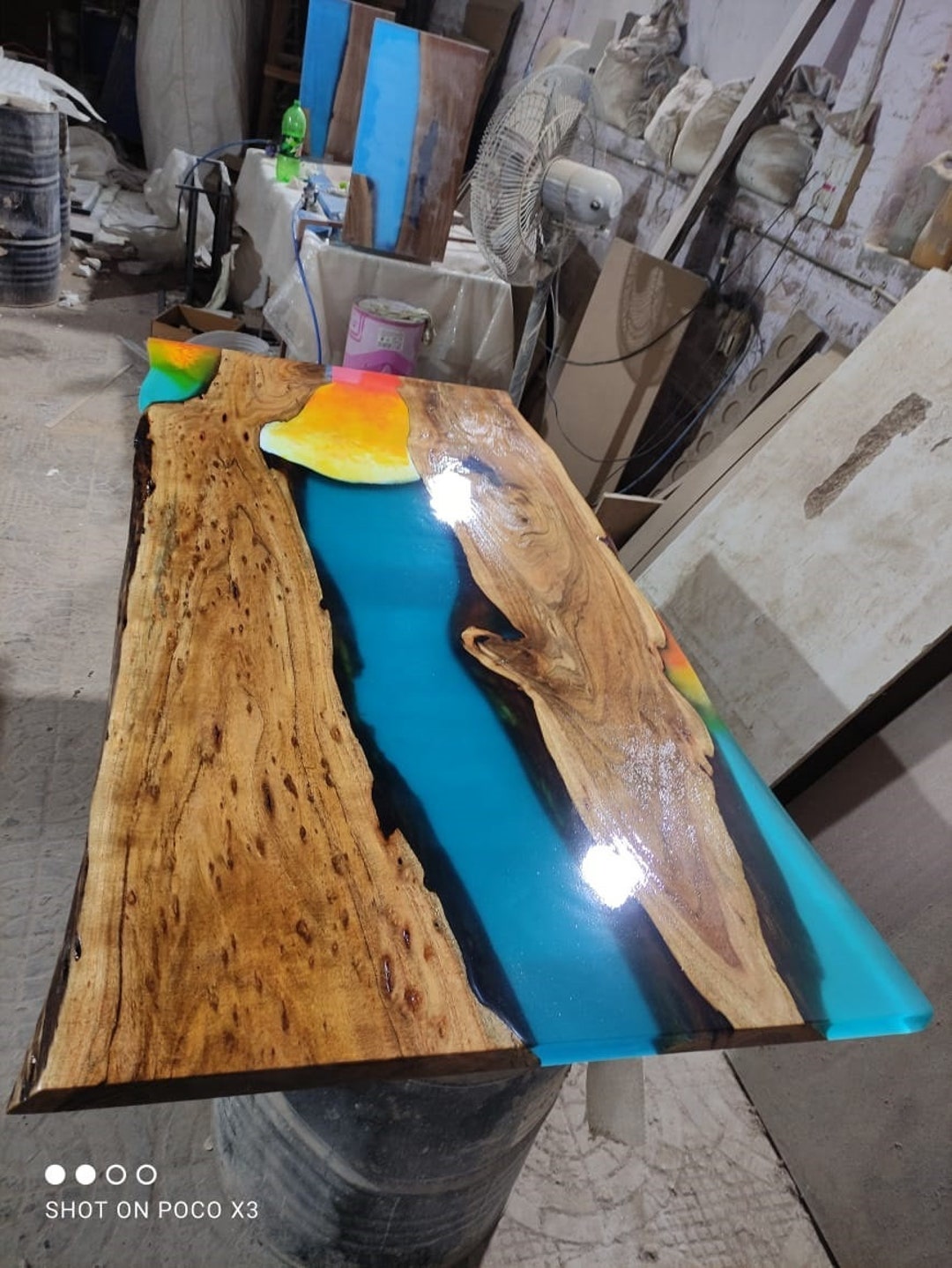 Multicolor Epoxy Resin Table Top Handmade Countertop Dine Room ...