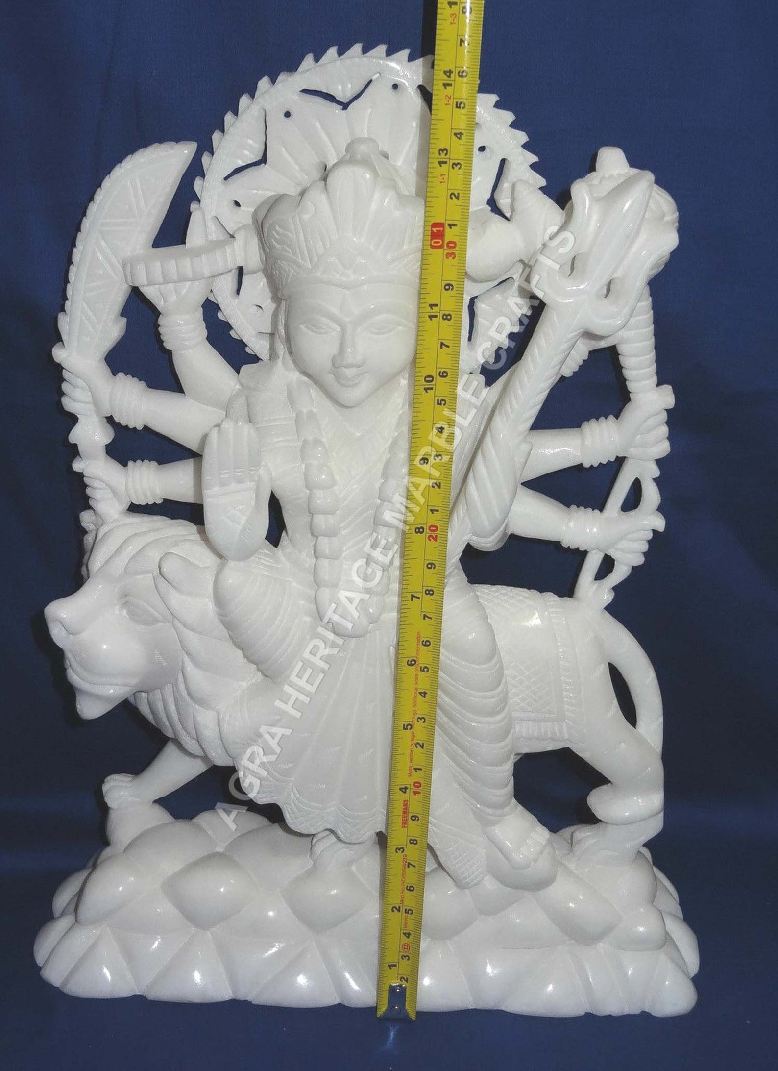 White Marble Goddess Maa Durga Mata Idol Handmade Statue 14" Religious ...
