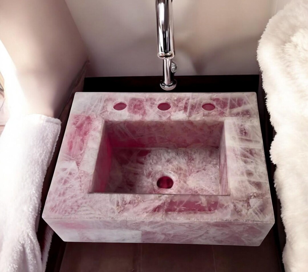 Stunning Rose Quartz Stone Wash Basin Healing Crystal Gemstone ...
