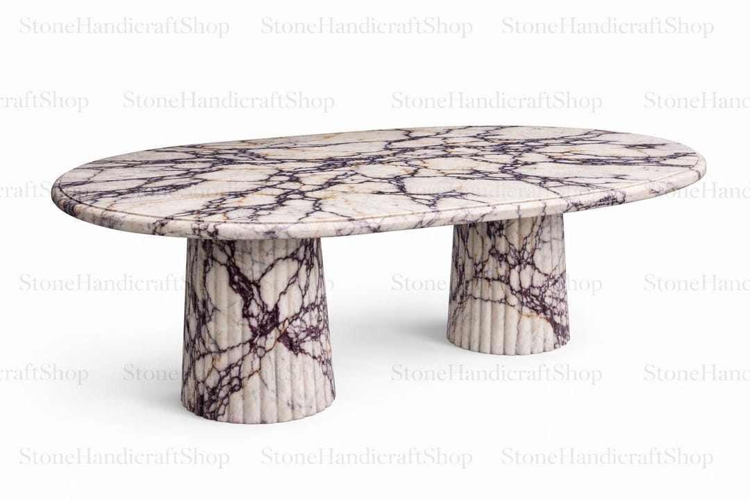 Calacatta Viola Marble Dining Table Oval – Luxury Natural Stone Table ...