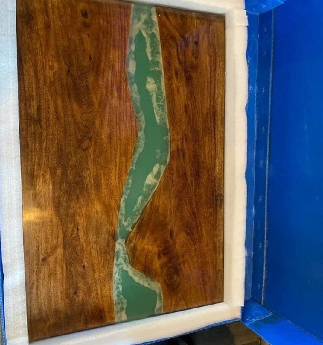 Handmade Epoxy Resin River Table Top: Green Resin, Custom Furniture - Etsy