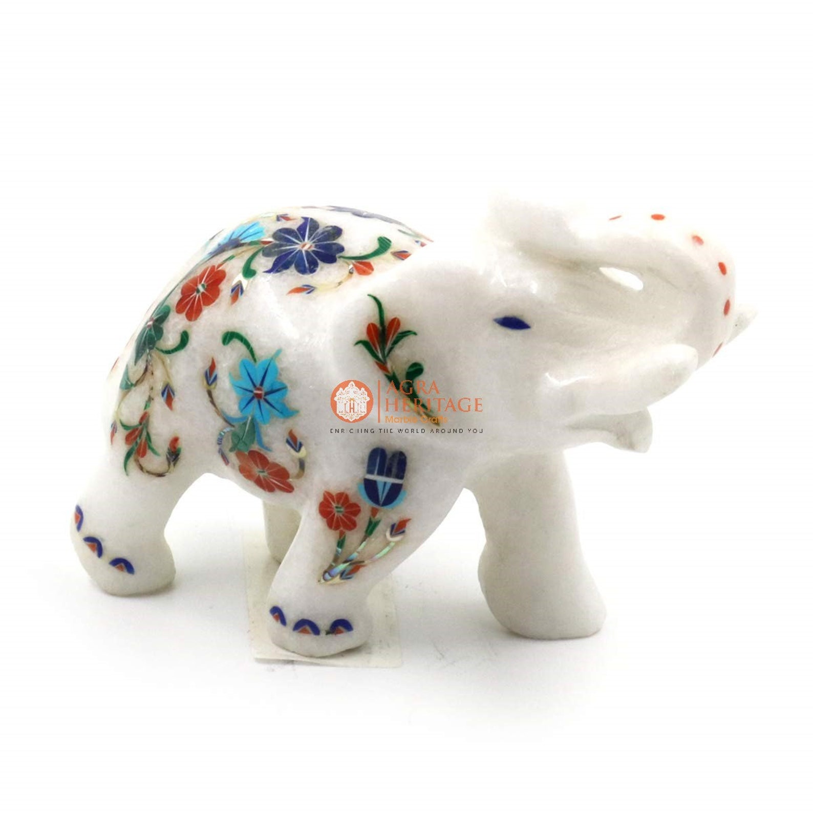 Marble White Home Decorative Elephant Statue Multi Color Stone - Etsy