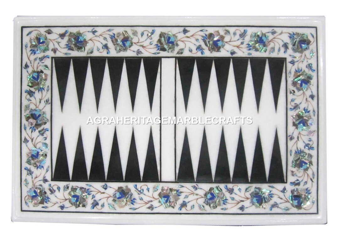 Marble Backgammon Board Game Coffee Table Top Pauashell Inlay - Etsy