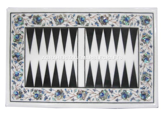Marble Backgammon Board Game Coffee Table Top Pauashell Inlay - Etsy