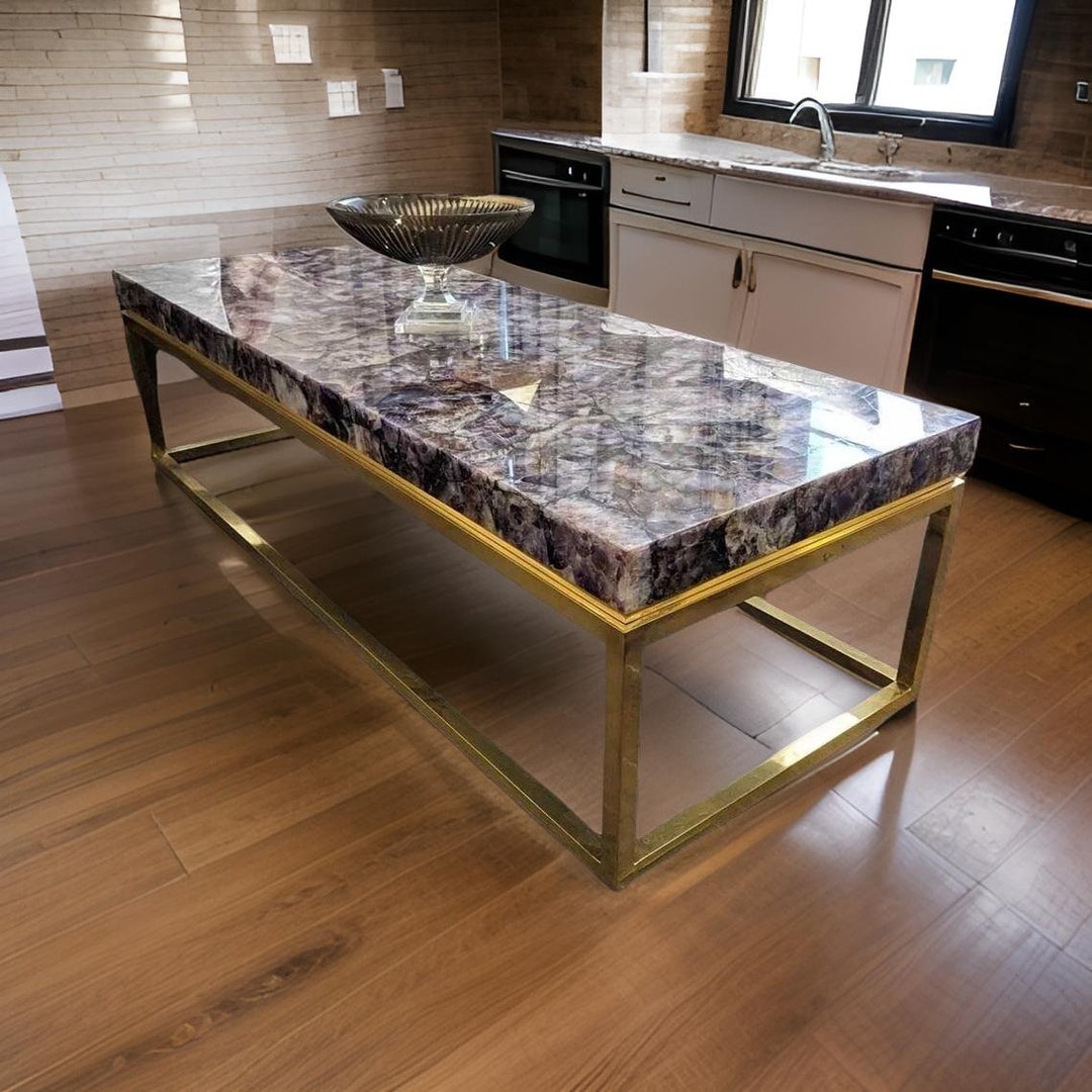 Amethyst Stone Sofa Center Table Top Handmade Modern Design Crystal ...