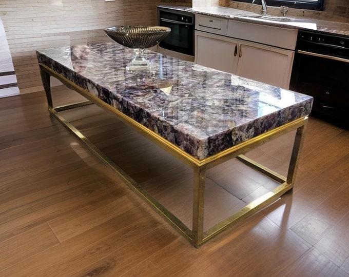 Purple Amethyst Stone Dining Table for Kitchen, Countertop, Conference ...