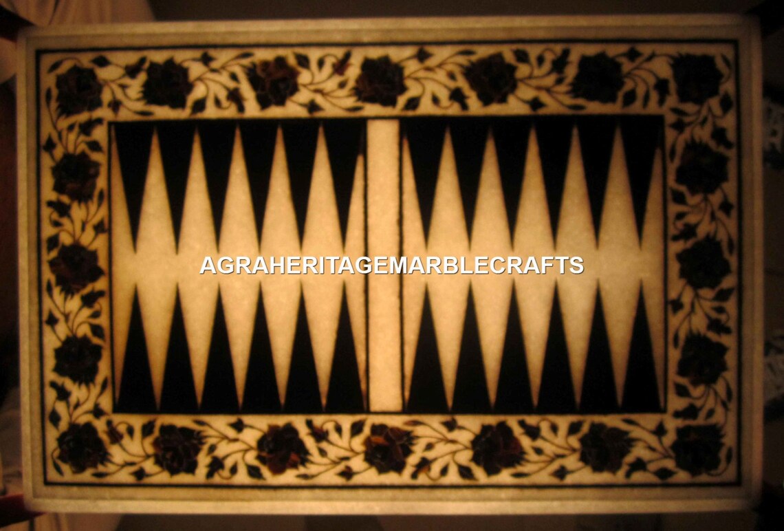 Marble Backgammon Board Game Coffee Table Top Pauashell Inlay - Etsy
