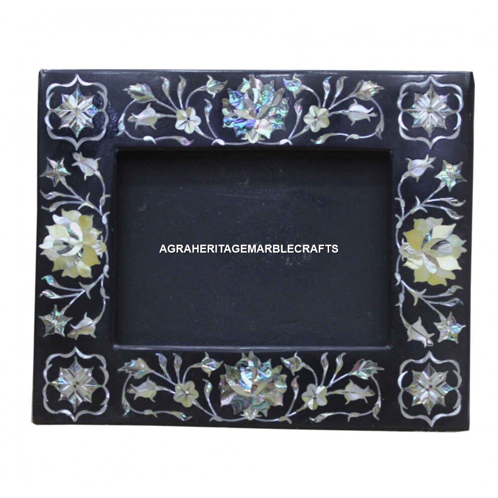Black Marble Photo Frame: Handmade Gemstone Inlay (6x4 Inch) - Etsy