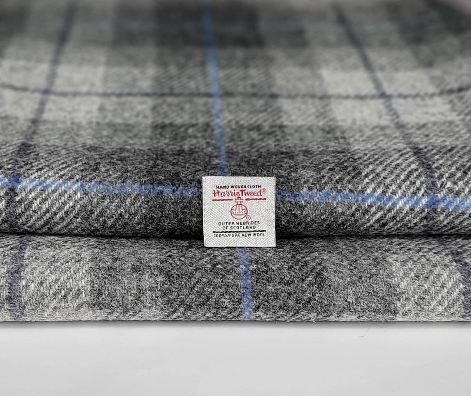 Harris Tweed Fabric Grey Check with Heather and Blue Overcheck - Etsy ...