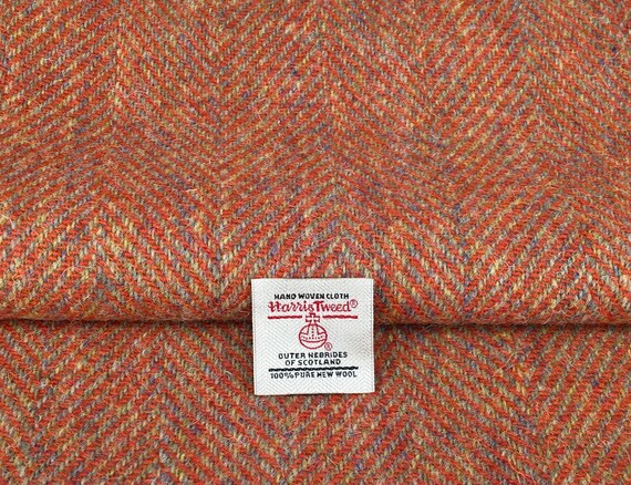 Harris Tweed Large Orange Herringbone Wool Craft Metre Yard - Etsy