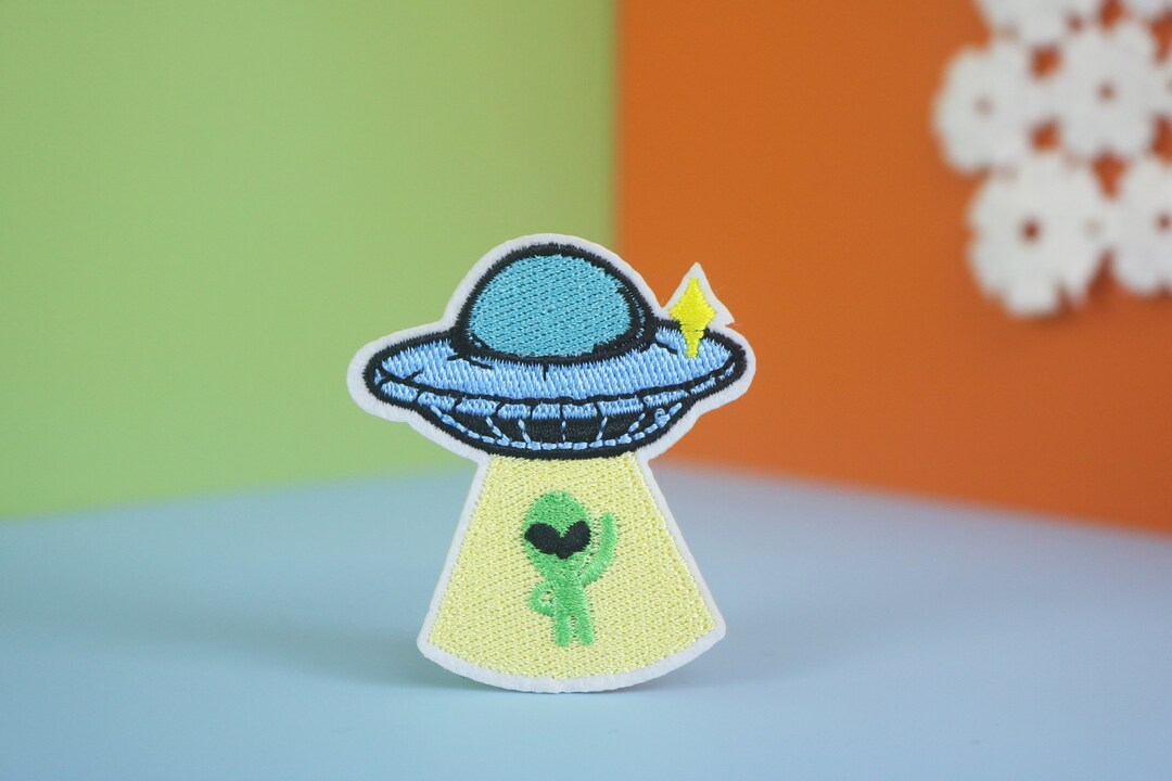 UFO Alien Embroidered Patch: Funny Iron-on Applique - Etsy