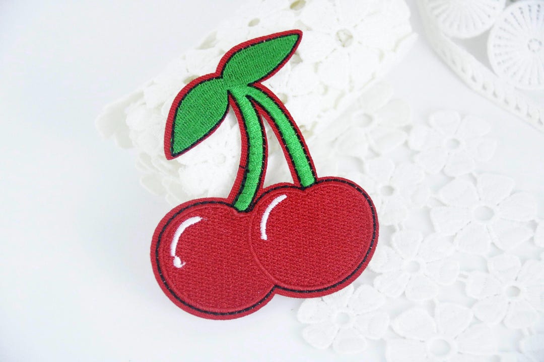 Cherry Iron-on Patch: Embroidered Fruit Applique - Etsy
